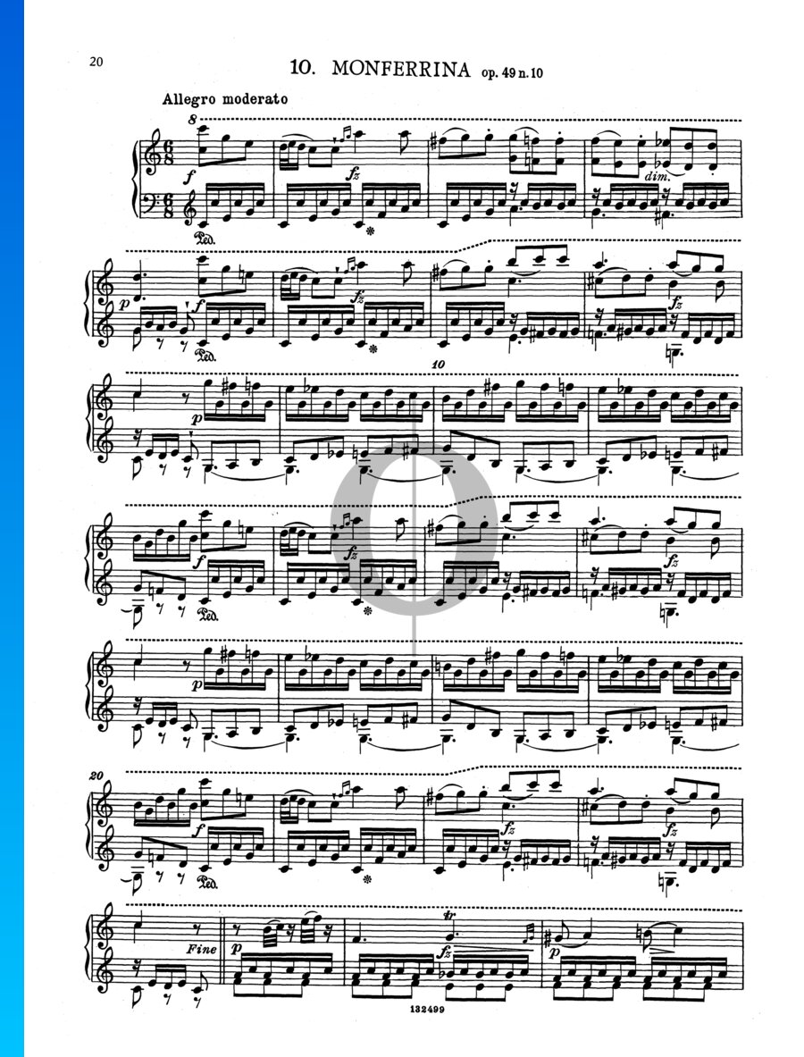 Monferrina, Op. 40 No. 10 (Muzio Clementi) Piano Sheet Music - OKTAV