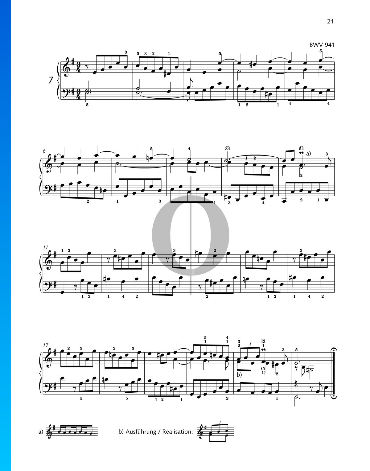Prelude E Minor, BWV 941 (Johann Sebastian Bach) Piano Sheet Music - OKTAV