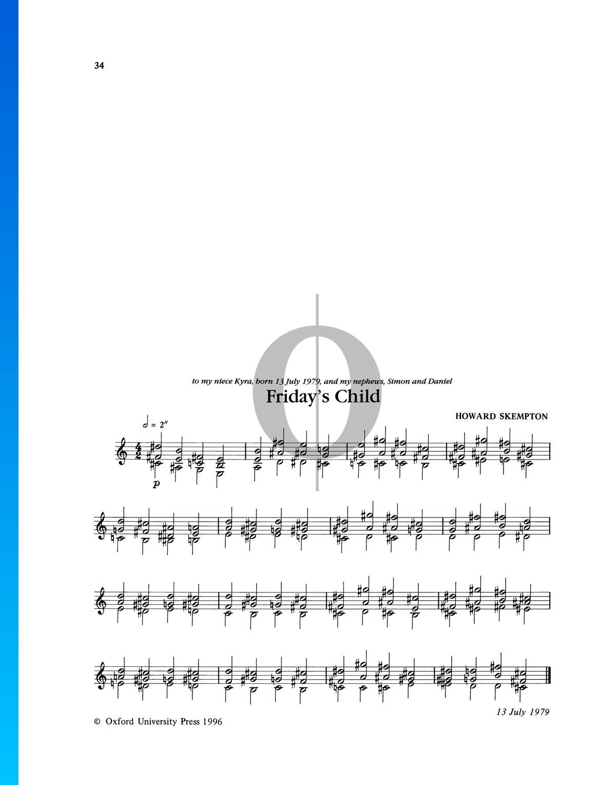 Friday's Child (Howard Skempton) Piano Sheet Music - OKTAV