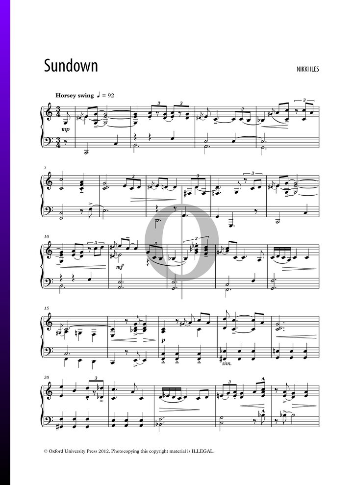Sundown (Nikki Iles) Piano Sheet Music - OKTAV