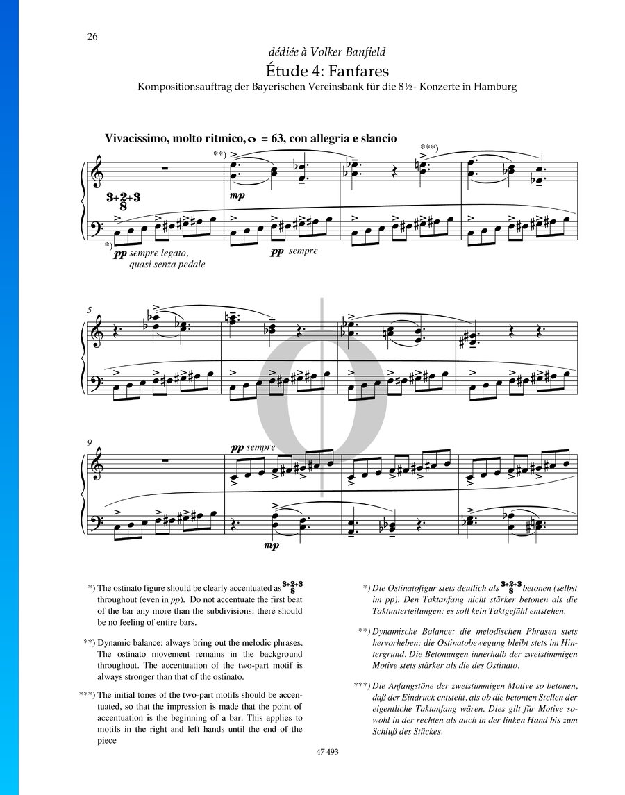 Étude 4: Fanfares » György Ligeti - Partitions de piano - OKTAV