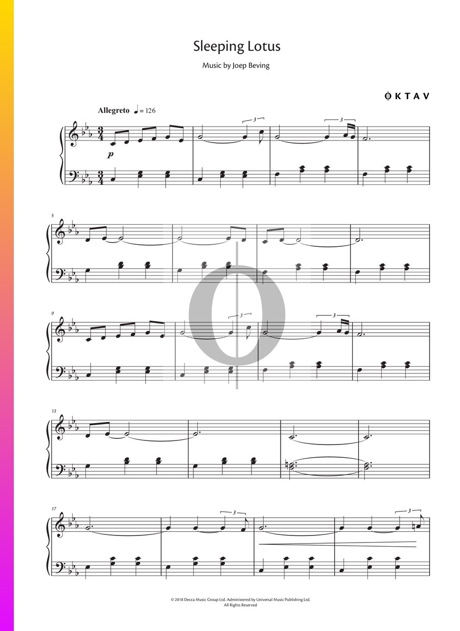 Sleeping Lotus (Joep Beving) Piano Sheet Music - OKTAV