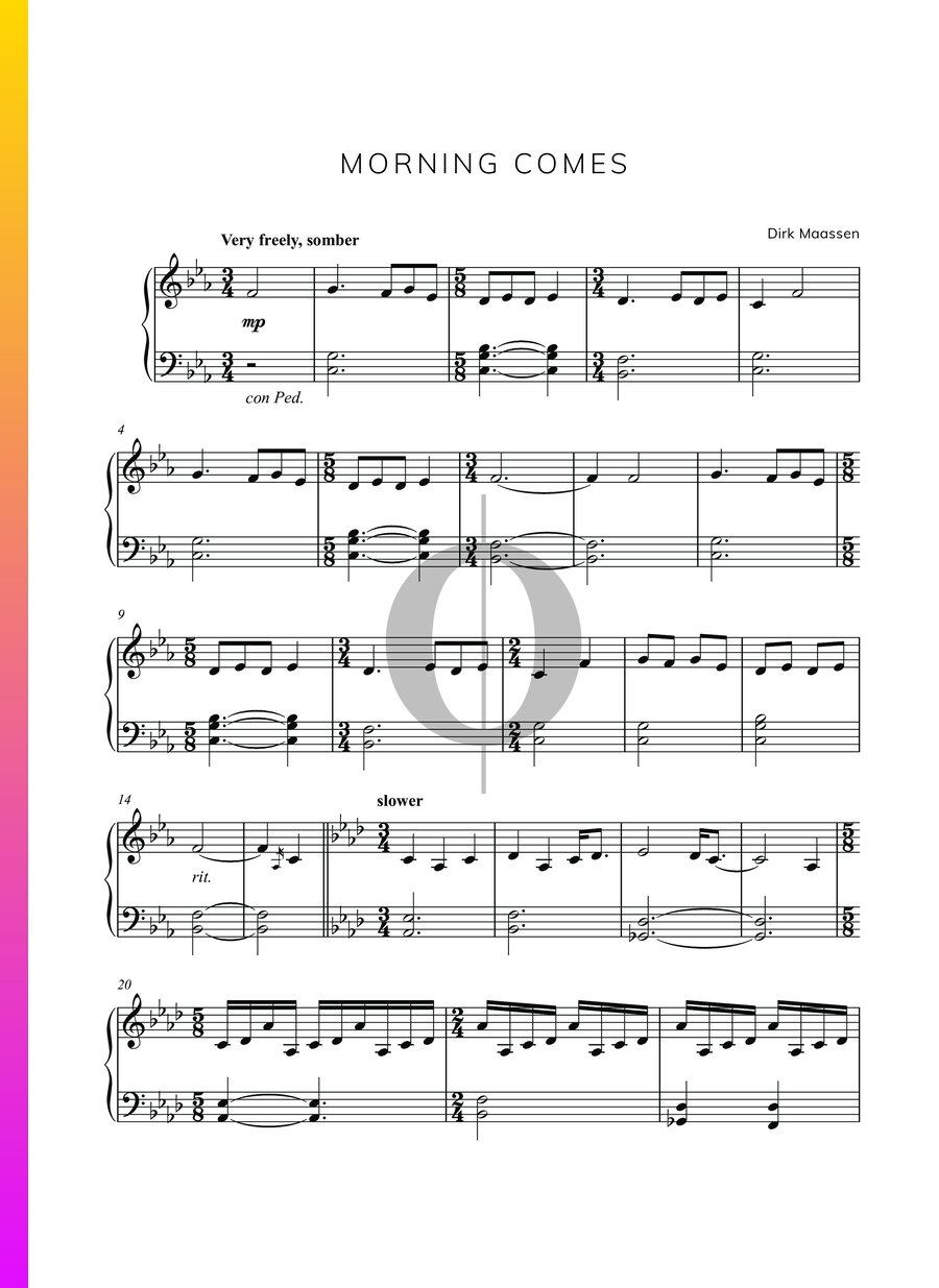 Morning Comes (Dirk Maassen) Piano Sheet Music - OKTAV
