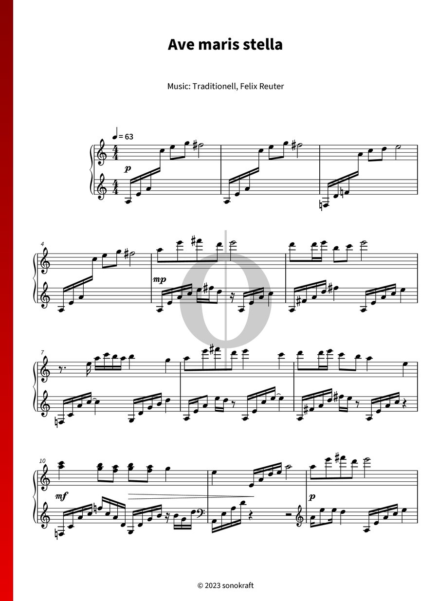 Ave maris stella (Felix Reuter) Piano Sheet Music - OKTAV
