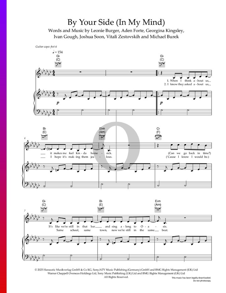 By Your Side (In My Mind) (Leony) Piano Sheet Music - OKTAV