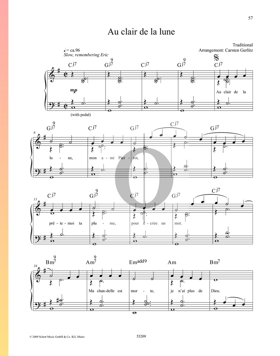 Au clair de la lune (Anonymous) Piano Sheet Music - OKTAV