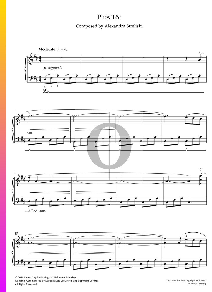 Plus Tôt (Alexandra Stréliski) Piano Sheet Music - OKTAV