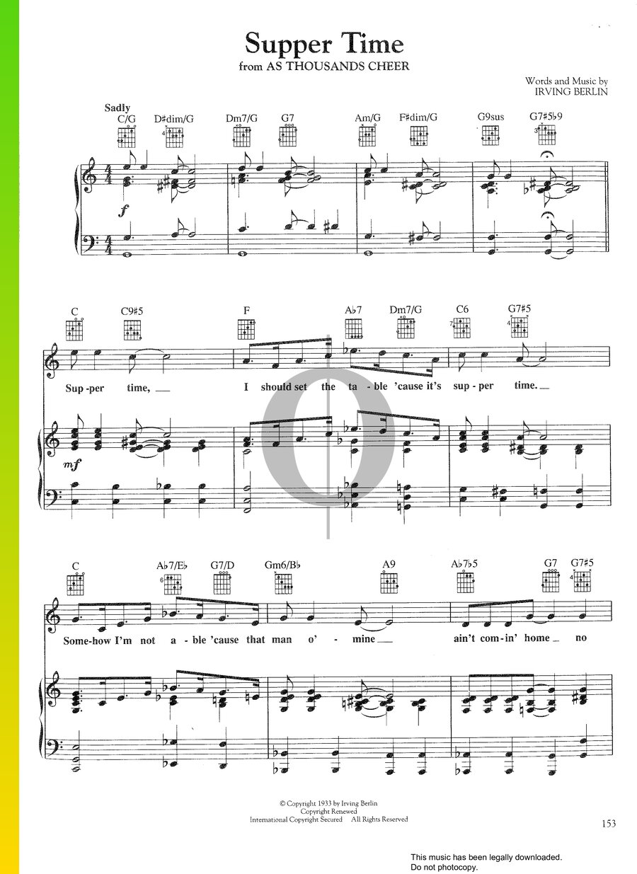 Supper Time (Ella Fitzgerald) Piano Sheet Music - OKTAV