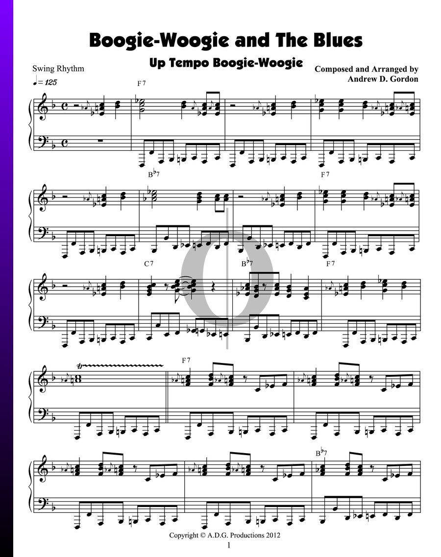 Boogie-Woogie and The Blues (Andrew D. Gordon) Piano Sheet Music - OKTAV