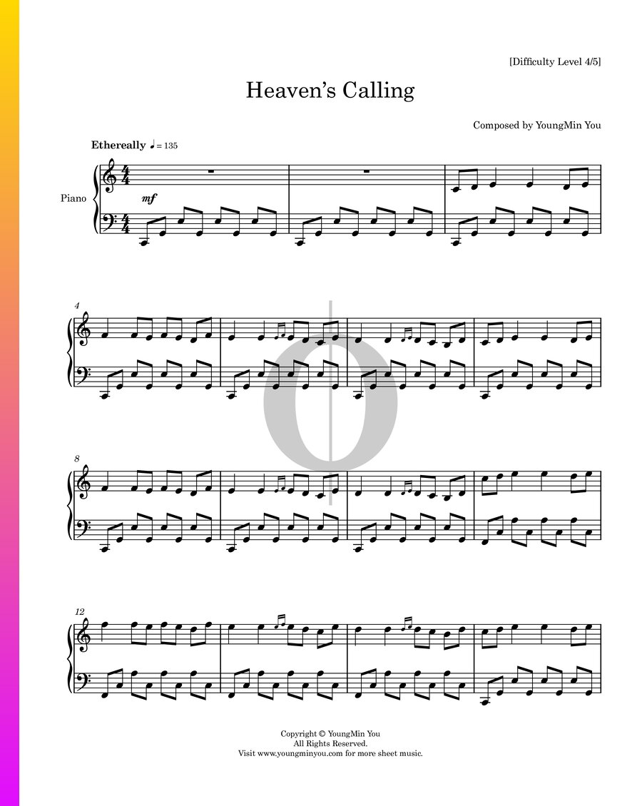 Heaven's Calling (YoungMin You) Piano Sheet Music - OKTAV