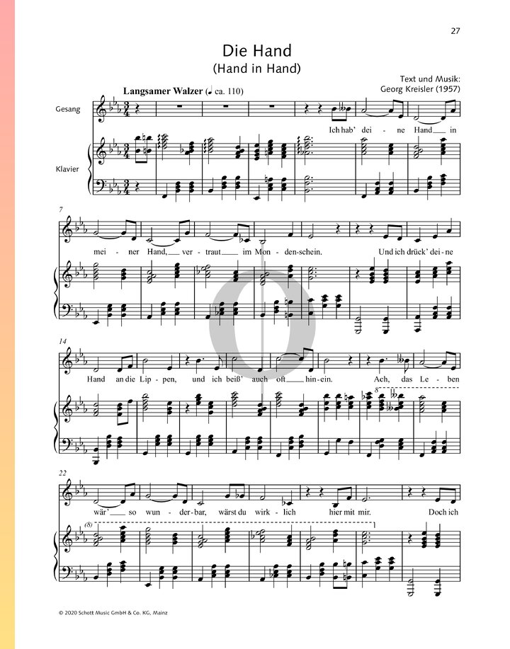 Die Hand (Georg Kreisler) Piano Sheet Music - OKTAV