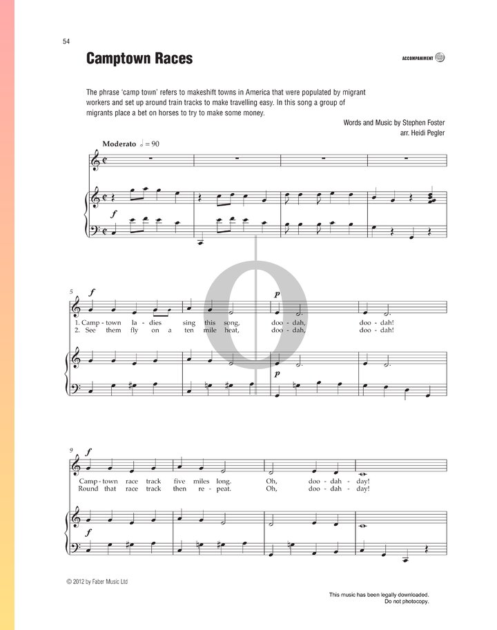 Camptown Races (Stephen Foster) Piano Sheet Music - OKTAV