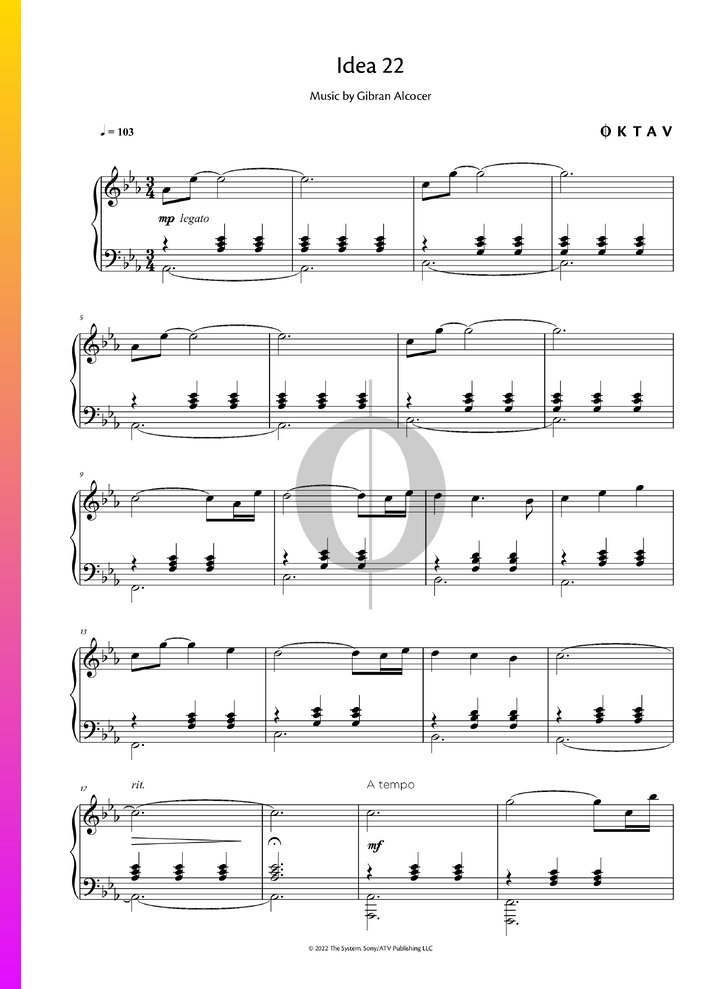 Idea 22 (Gibran Alcocer) Piano Sheet Music - OKTAV