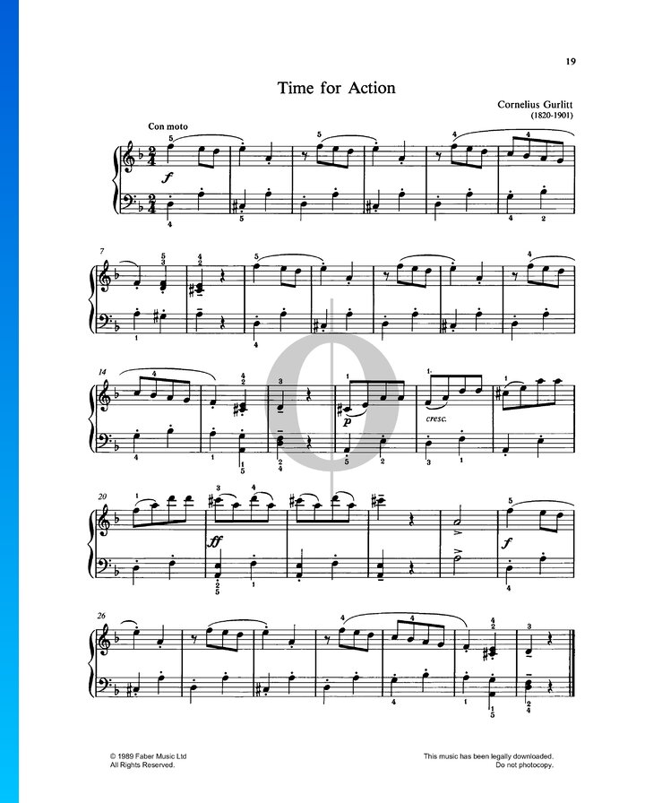 Time For Action (Cornelius Gurlitt) Piano Sheet Music - OKTAV