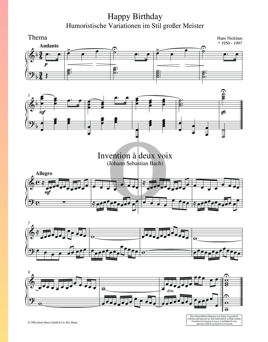 Happy Birthday: Humourous variations in the style of the great masters ...