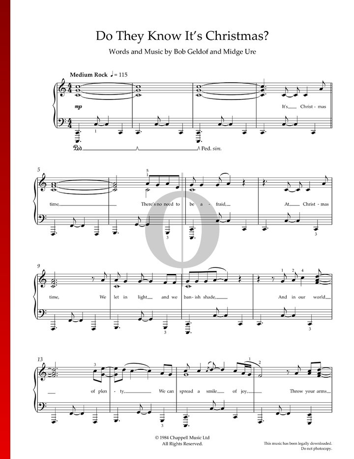Do They Know It's Christmas? (Band Aid) Piano Sheet Music - OKTAV