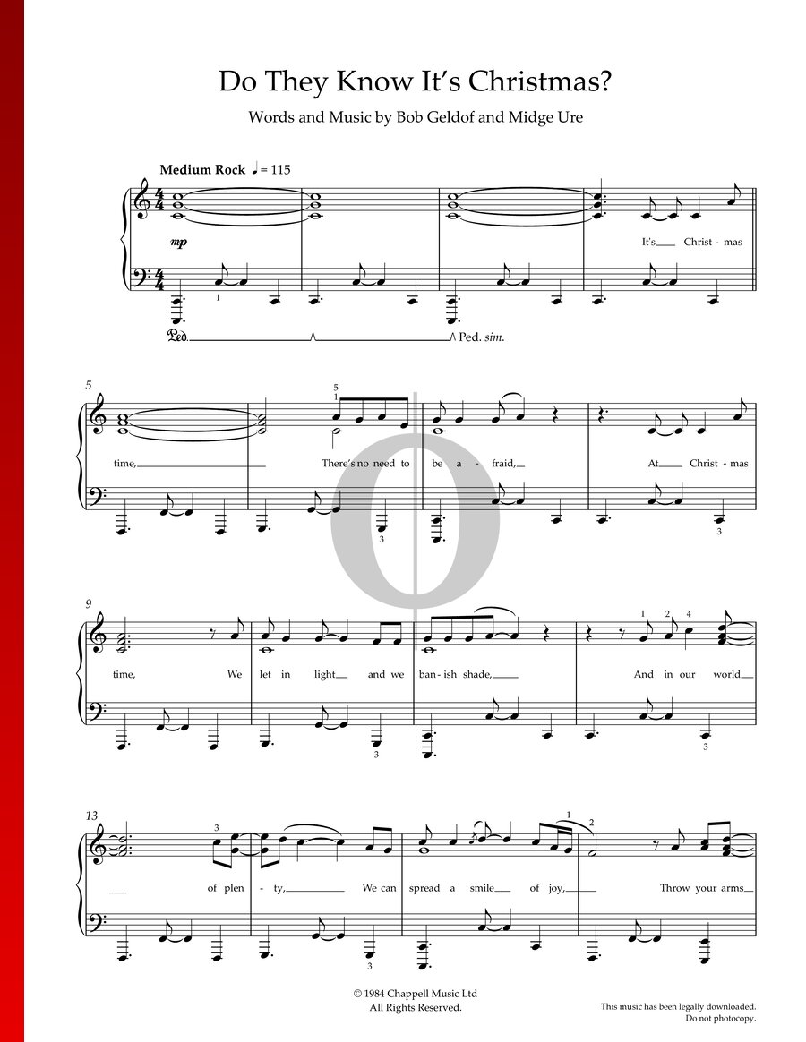 Do They Know It's Christmas? (Band Aid) Piano Sheet Music - OKTAV