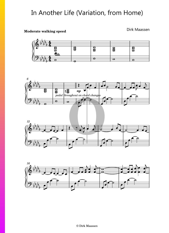 In Another Life (Variation, From Home) (Dirk Maassen) Piano Sheet Music ...