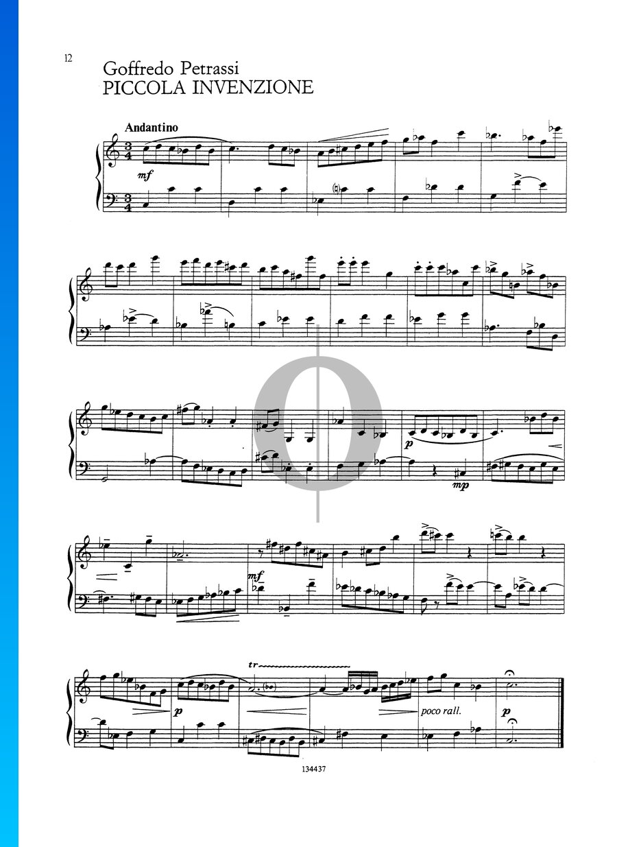 Piccola Invenzione (Goffredo Petrassi) Piano Sheet Music - OKTAV