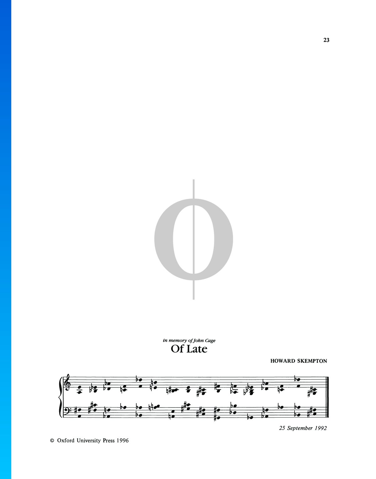 Of Late (Howard Skempton) Piano Sheet Music - OKTAV