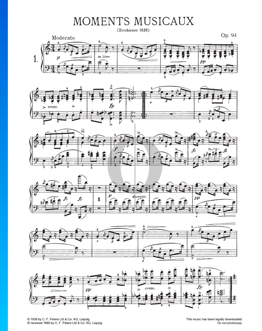 Moment Musical C Major, Op. 94 No. 1 (D 780) » Franz Schubert ...