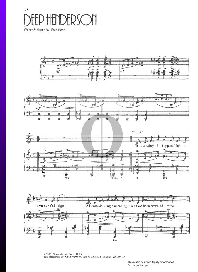Fred Rose Sheet Music Downloads (PDF) & Subscription - OKTAV