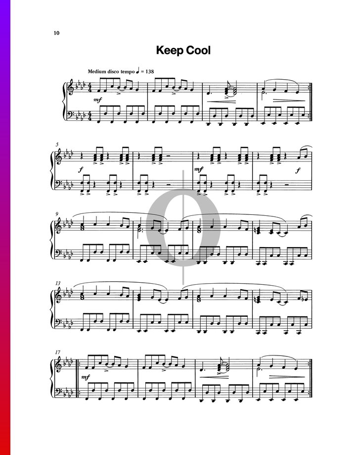 Keep Cool (Pam Wedgwood) Piano Sheet Music - OKTAV