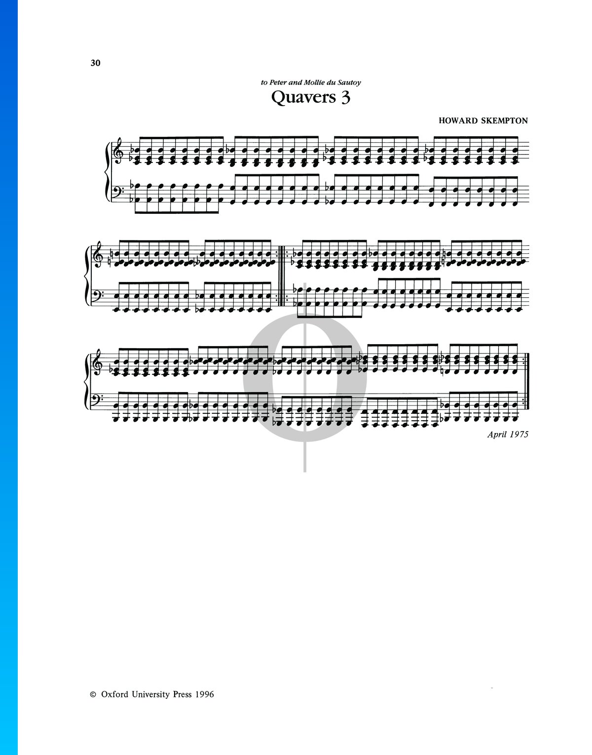 Quavers 3 (Howard Skempton) Piano Sheet Music - OKTAV