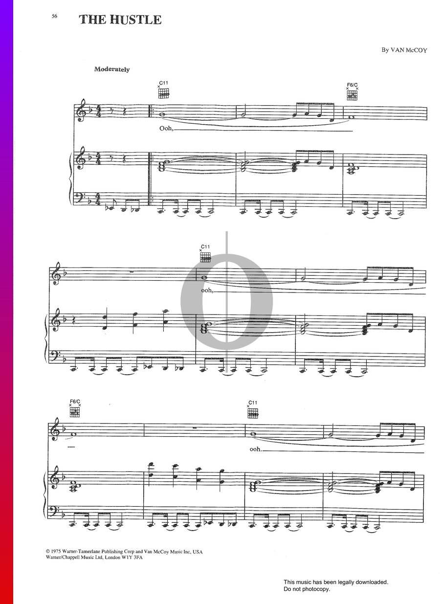 The Hustle (Van McCoy) Piano Sheet Music - OKTAV