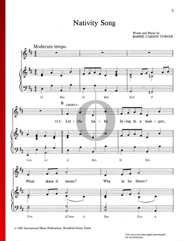 Nativity Song (Barrie Carson Turner) Piano Sheet Music - OKTAV
