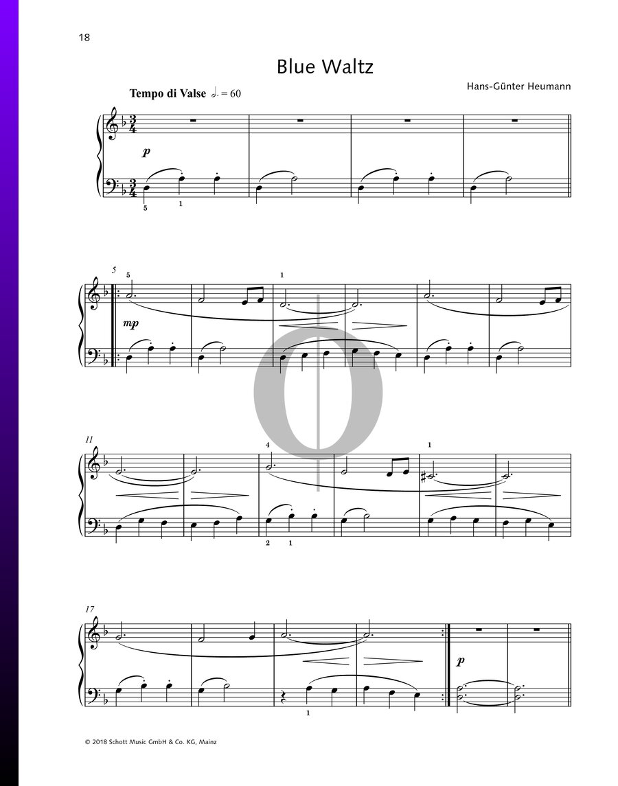 Blue Waltz (Hans-Günter Heumann) Piano Sheet Music - OKTAV