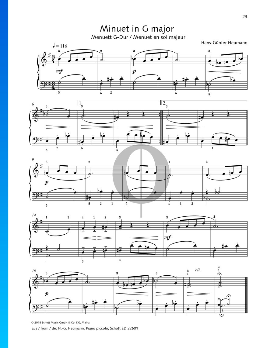 Minuet in G Major (Hans-Günter Heumann) Piano Sheet Music - OKTAV