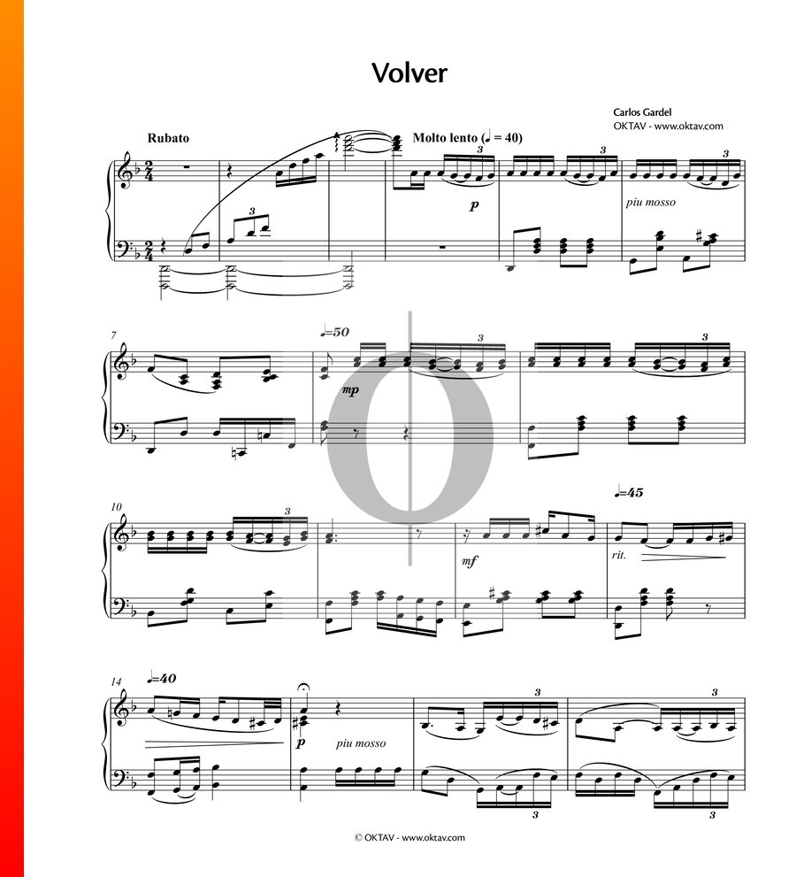 Volver (Carlos Gardel) Piano Sheet Music - OKTAV