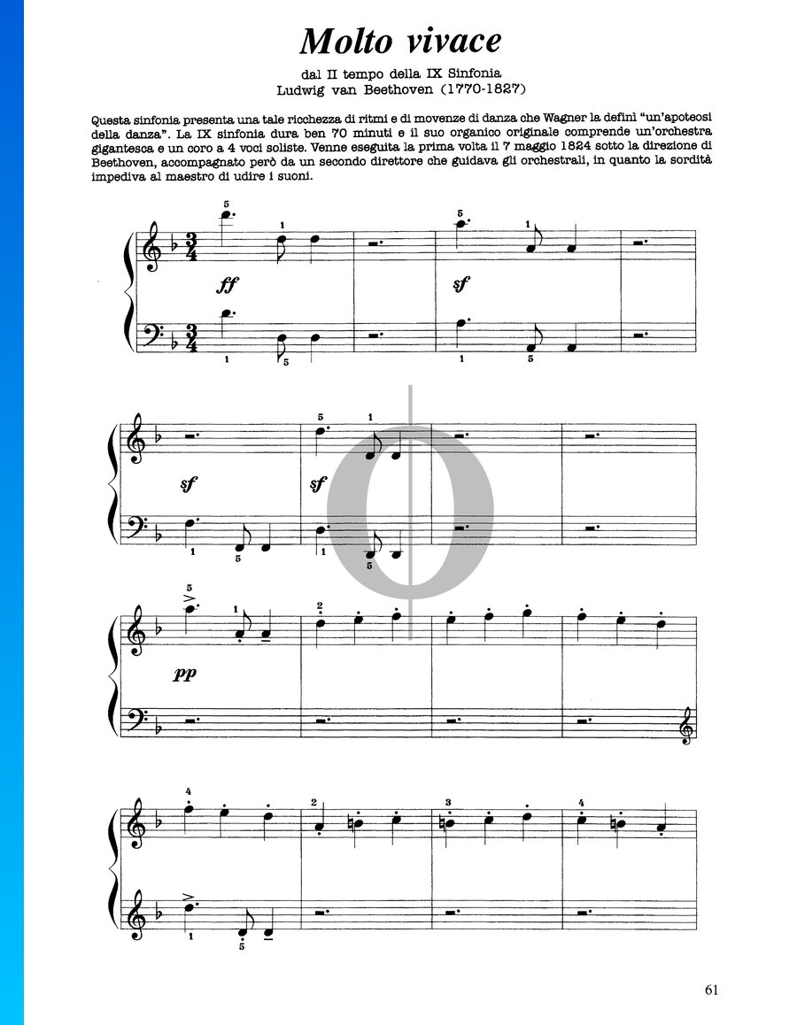 Symphony No. 9 in D Minor, Op. 125: 2. Molto vivace Sheet Music (Piano Solo) | PDF Download - OKTAV
