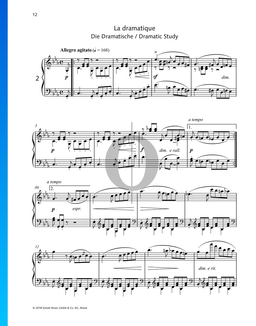 Dramatic Study, Op. 105 No. 2 (Johann Friedrich Burgmüller) Piano Sheet ...
