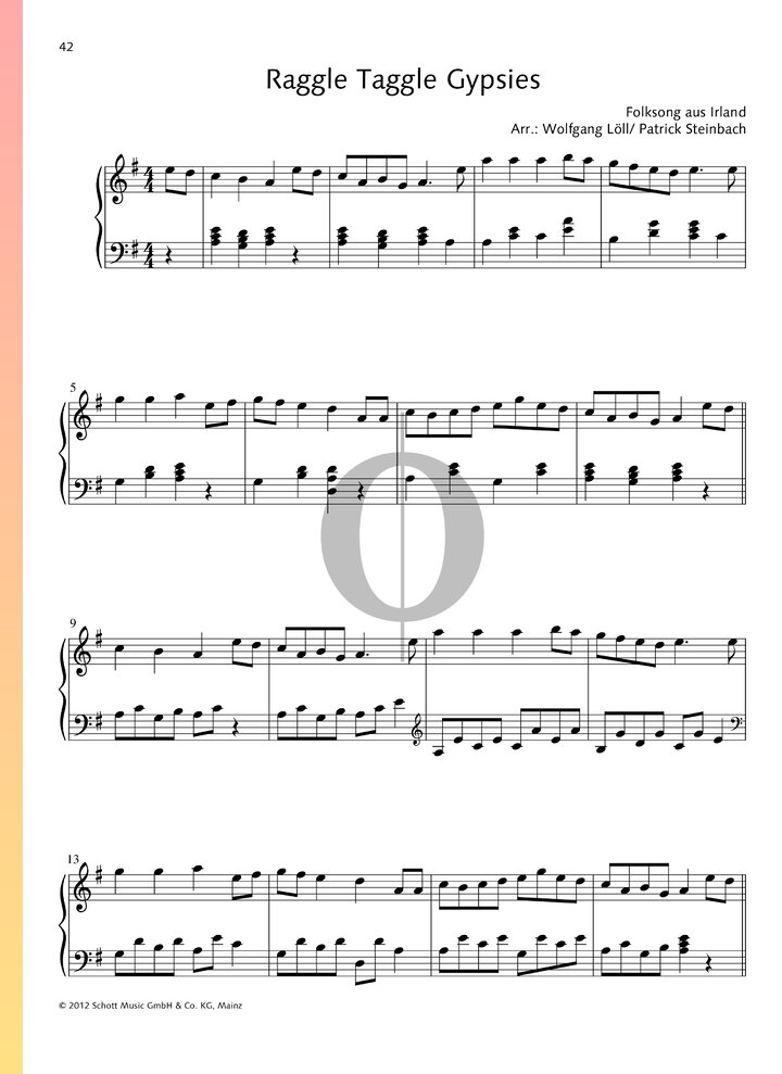 Raggle Taggle Gypsies (Anonymous) Piano Sheet Music - OKTAV