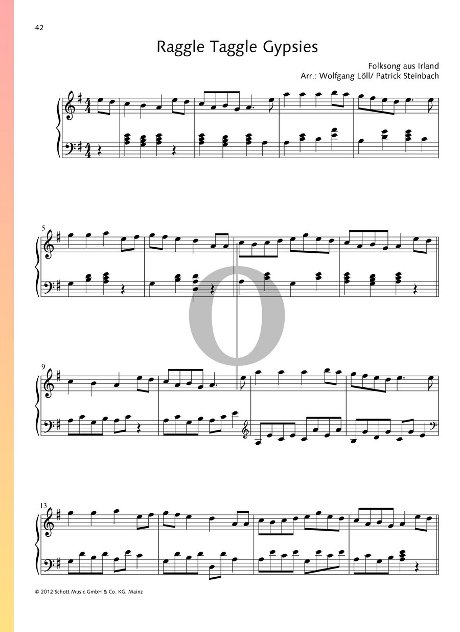 Raggle Taggle Gypsies (Anonymous) Piano Sheet Music - OKTAV