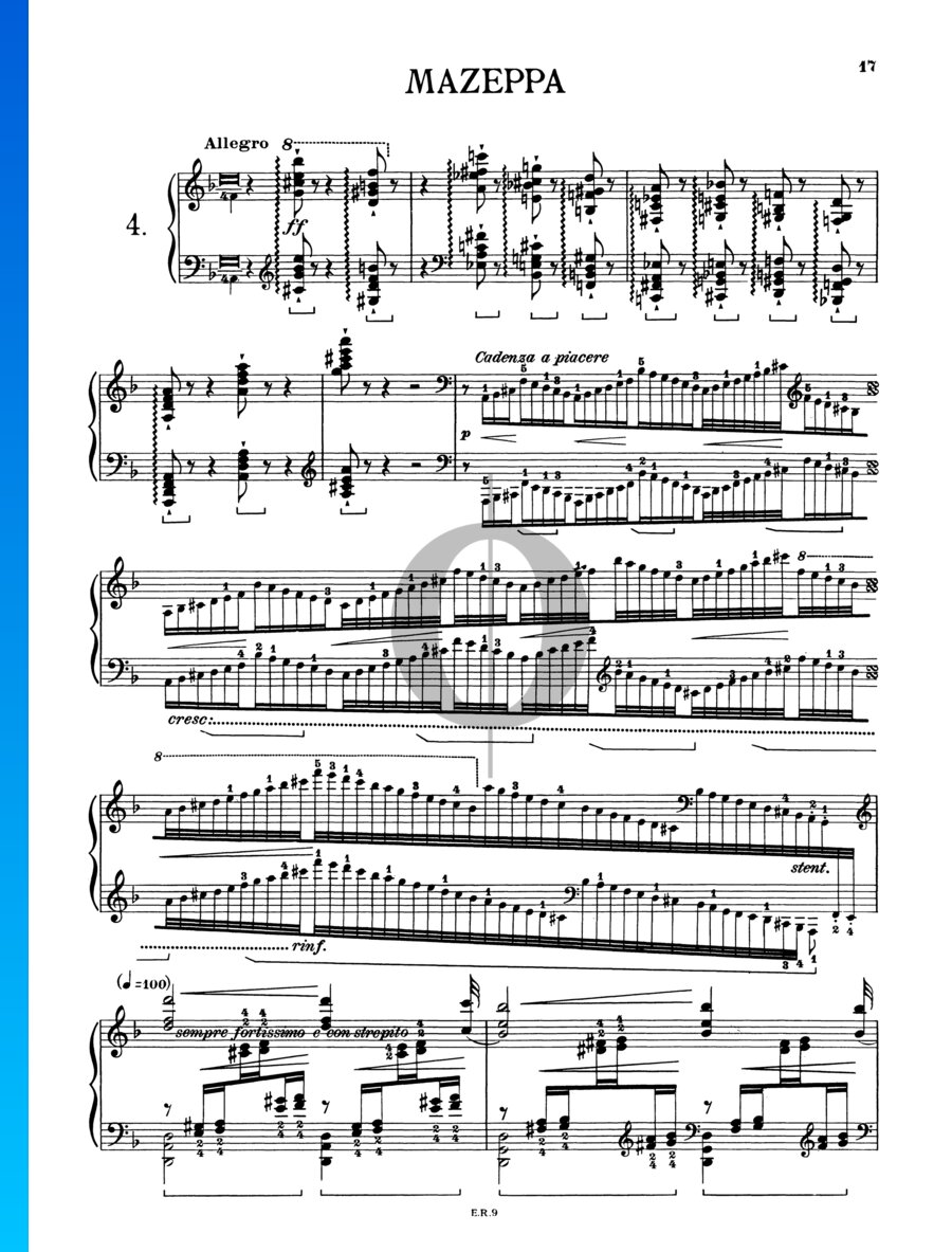 Transcendental Étude, No. 4 S.139 (Mazeppa) (Franz Liszt) Piano Sheet ...