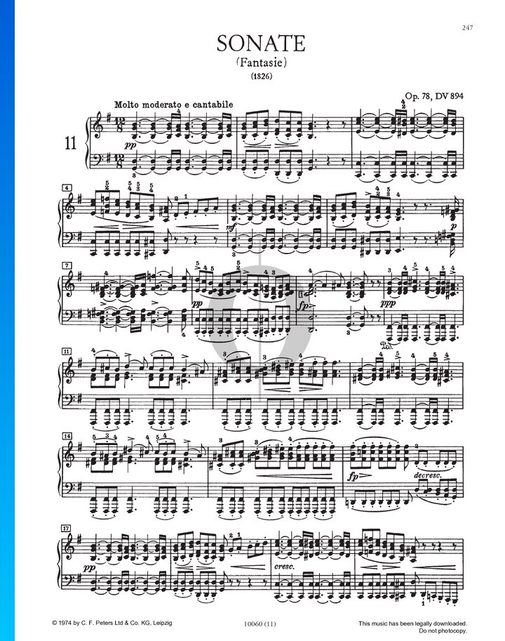 Piano Sonata in G Major, Op. 78 No. 18, D 894 (Franz Schubert) Piano ...