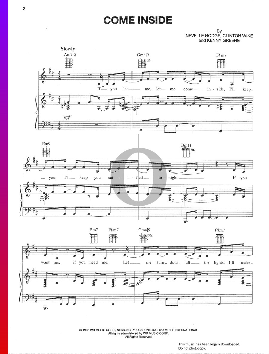 Come Inside di Intro - Spartiti per pianoforte - OKTAV