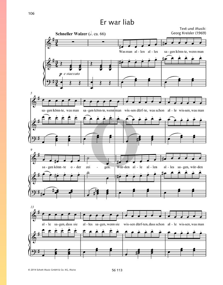 Er war liab Klaviernoten (Georg Kreisler) - OKTAV