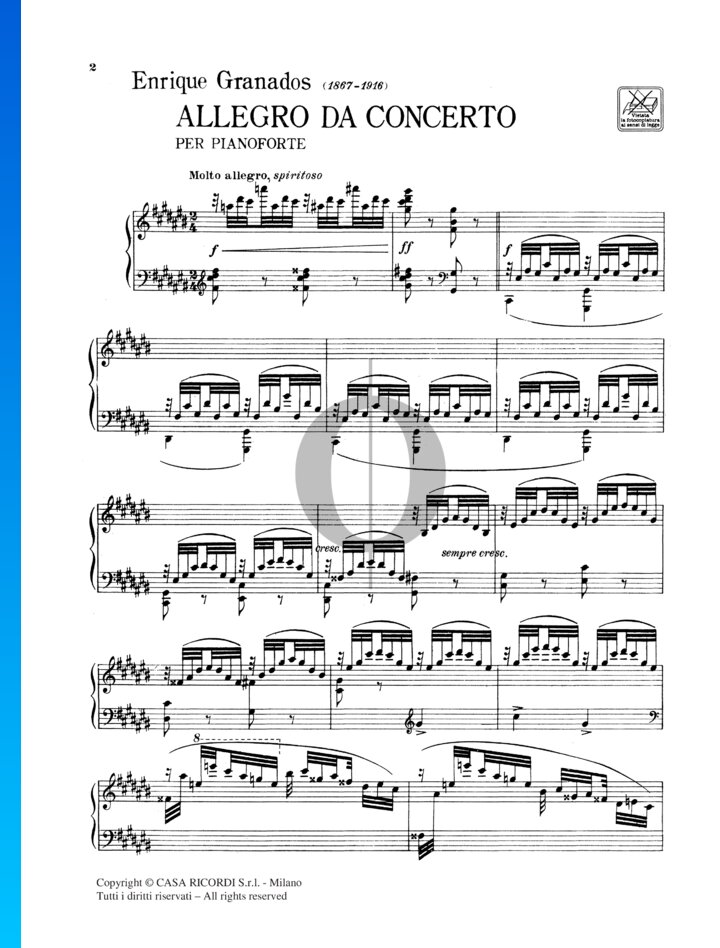 Allegro de concierto, Op. 46 di Enrique Granados - Spartiti per ...