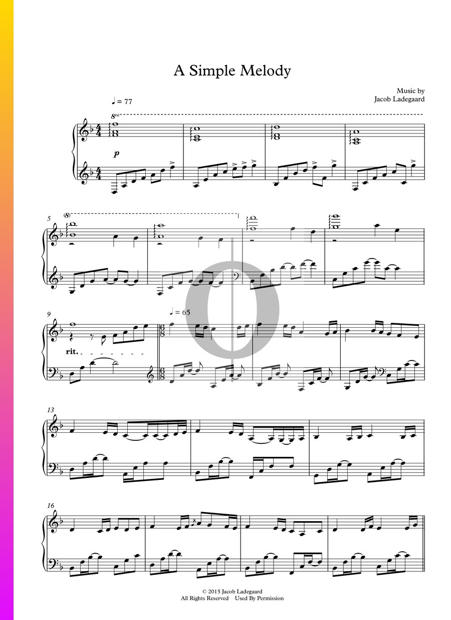 A Simple Melody (Jacob's Piano) Piano Sheet Music - OKTAV