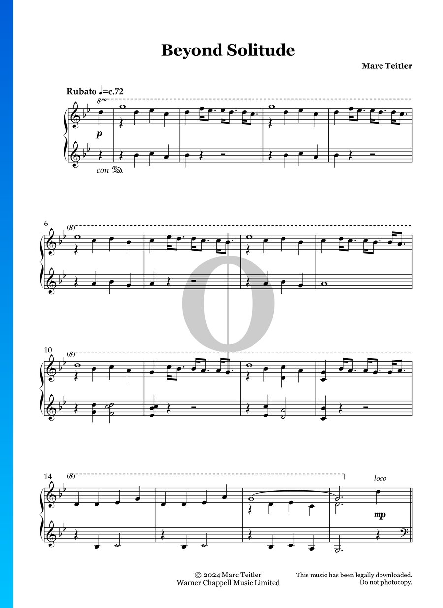 Beyond Solitude » Marc Teitler - Partituras de piano - OKTAV