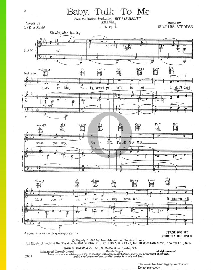 Baby, Talk to Me (Charles Strouse) Piano Sheet Music - OKTAV