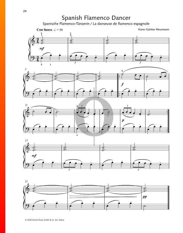 Spanish Flamenco Dancer (Hans-Günter Heumann) Piano Sheet Music - OKTAV