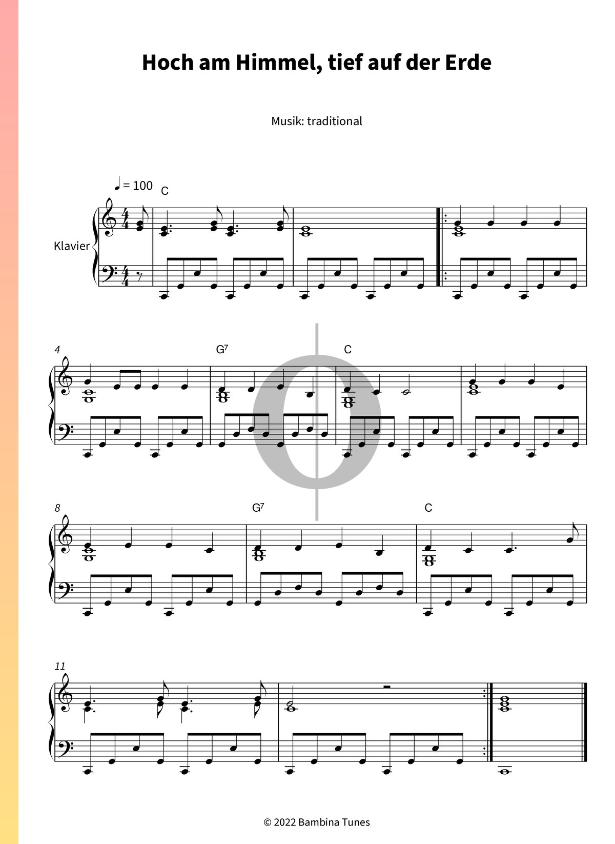 Hoch am Himmel, tief auf der Erde (Anonymous) Piano Sheet Music - OKTAV