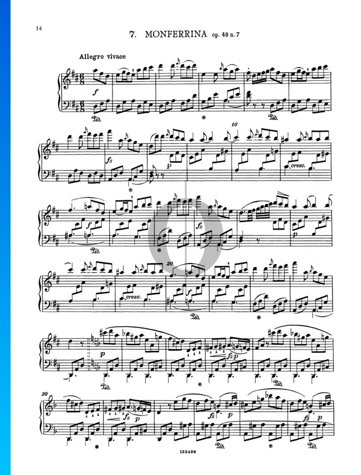 Monferrina in D Major, Op. 49 No. 7 (Muzio Clementi) Piano Sheet Music - OKTAV