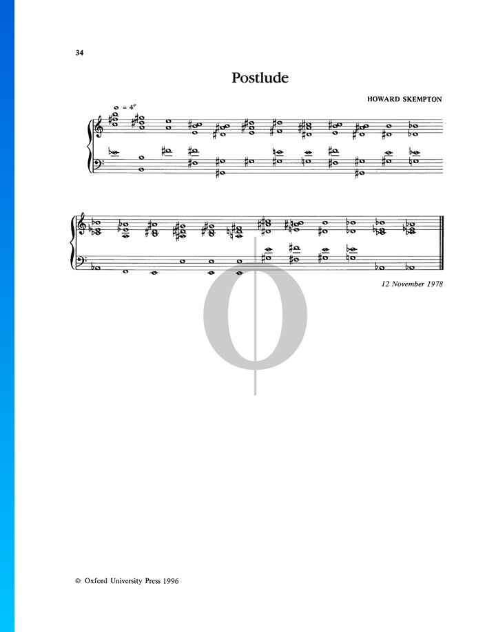 Postlude (Howard Skempton) Piano Sheet Music - OKTAV