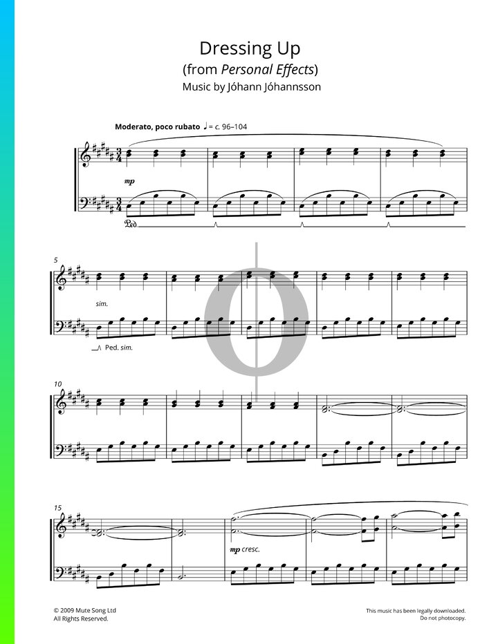Dressing Up Piano Sheet Music from Personal Effects by Jóhann ...